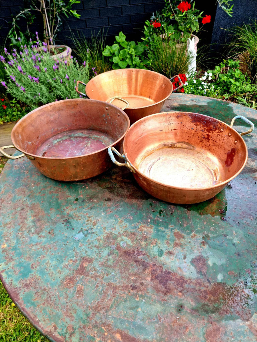 Assorted French copper preserving pans 1 left – The French Cupboard ...